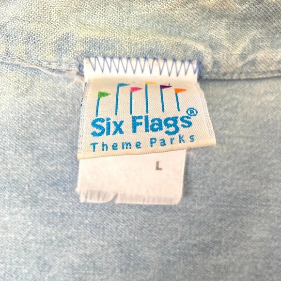 Warner Bros. | Jackets & Coats | Vintage 99s Six Flags Denim Jacket ...
